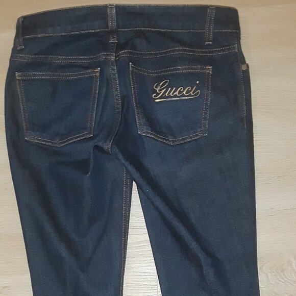 Gucci | Jeans | Rare Gucci Monogram Logo Jeanslow Rise Size4 | Poshmark